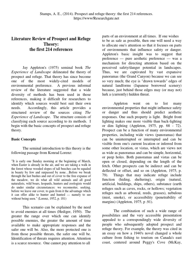 Prospect and Refuge Theory Overview | PDF | Landscape | Aesthetics