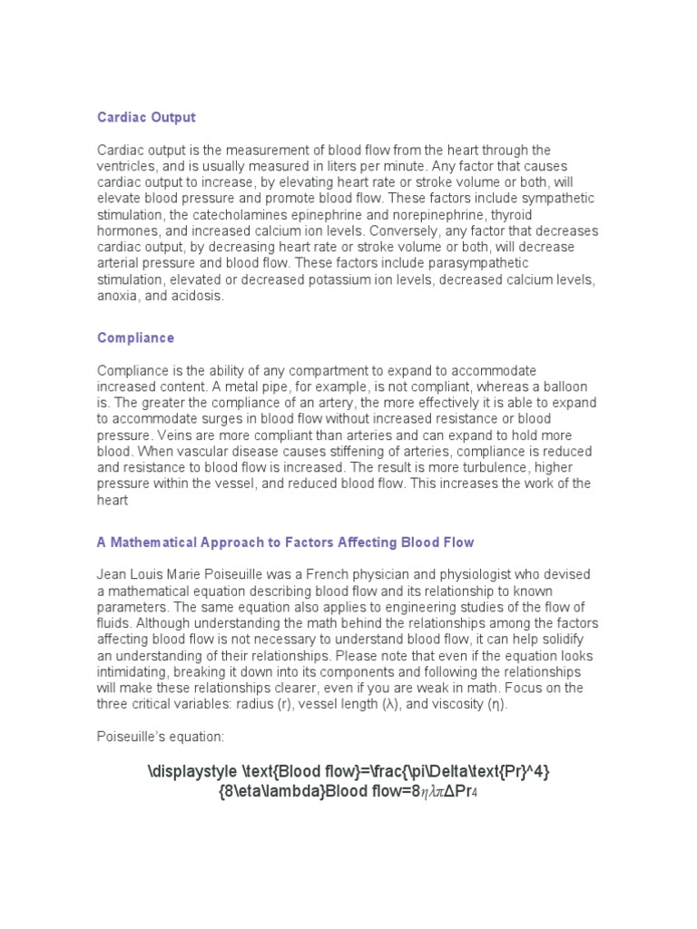 Cardiac Output: /Displaystyle /Text (Blood Flow) =/Frac (/Pi/Delta/Text ...