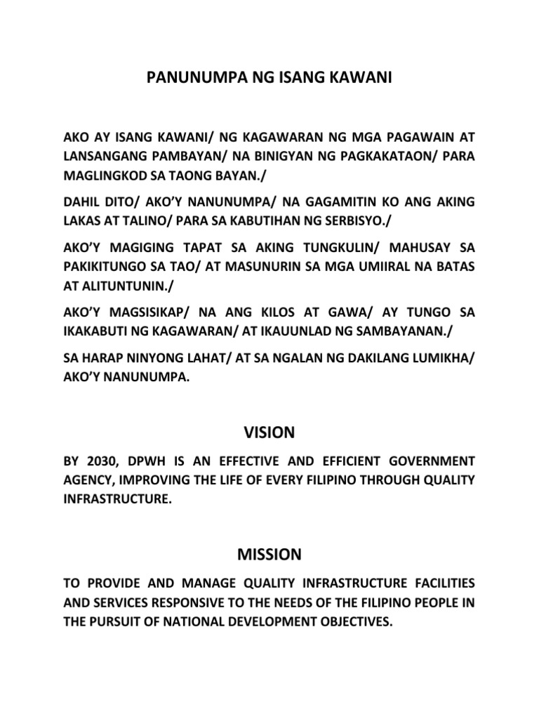 Panunumpa NG Isang Kawani | PDF