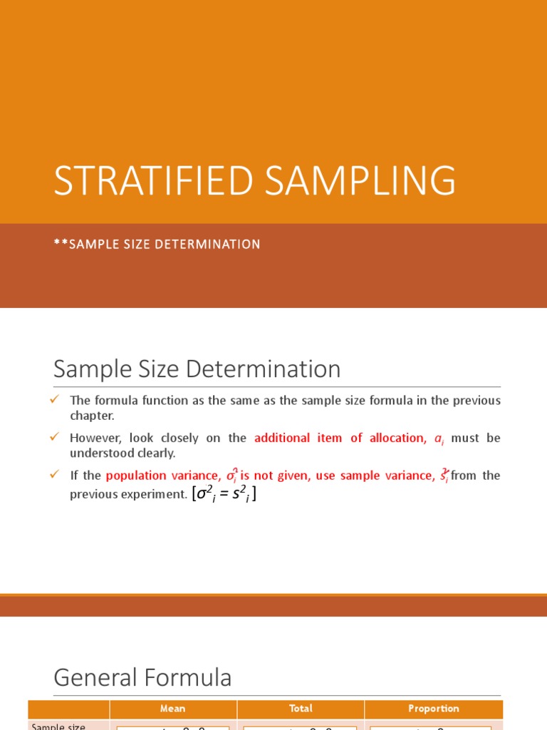 Stratified Sampling: Sample Size Determination | Download Free PDF ...