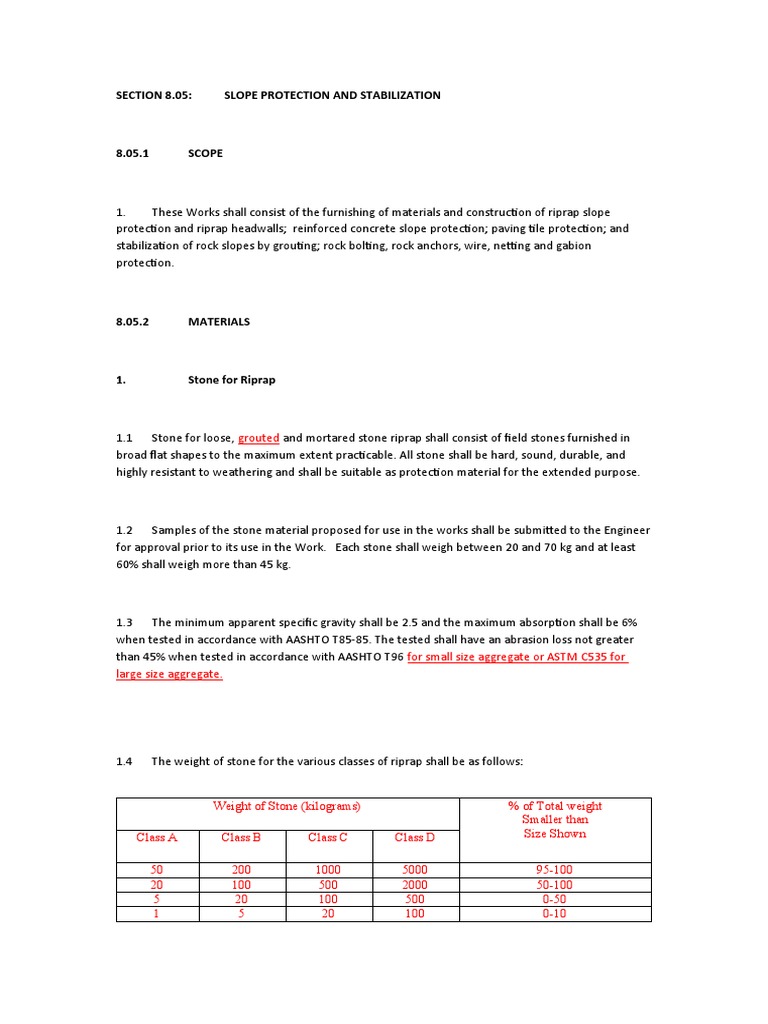Grouted Riprap Slope Protection Guidelines | PDF | Concrete | Building ...