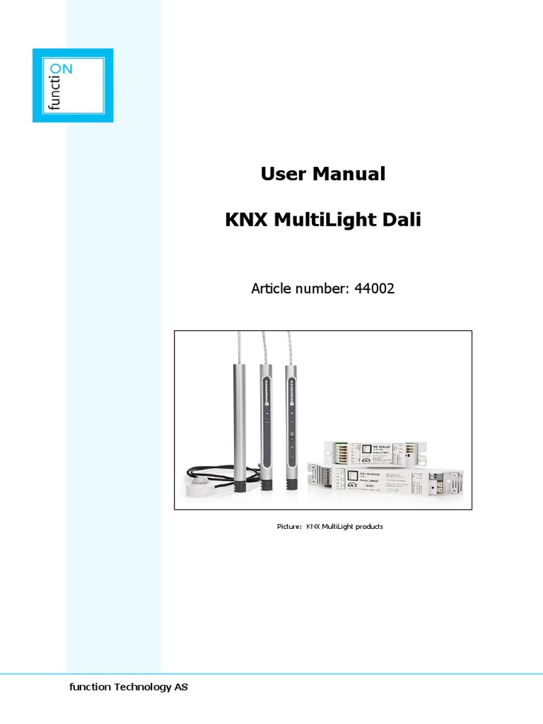 User Manual KNX Multilight Dali: Article Number: 44002 | PDF | Ventilation (Architecture) | Sensor