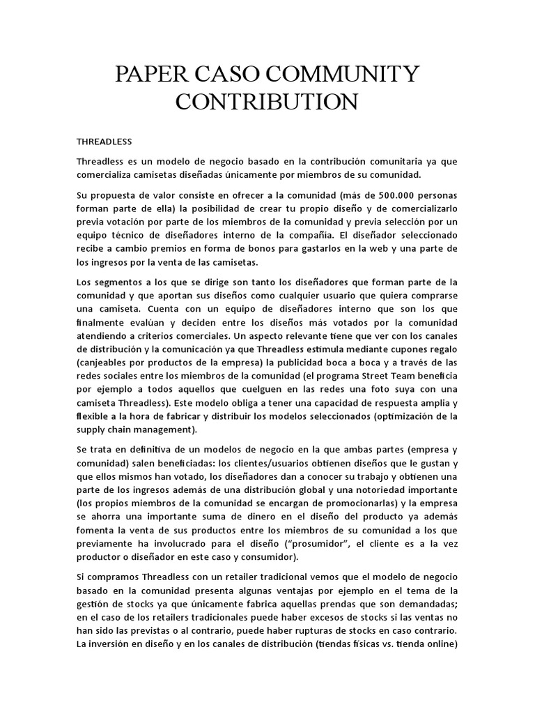 Análisis de modelos de negocio basados en la contribución comunitaria: estudio de caso de ...