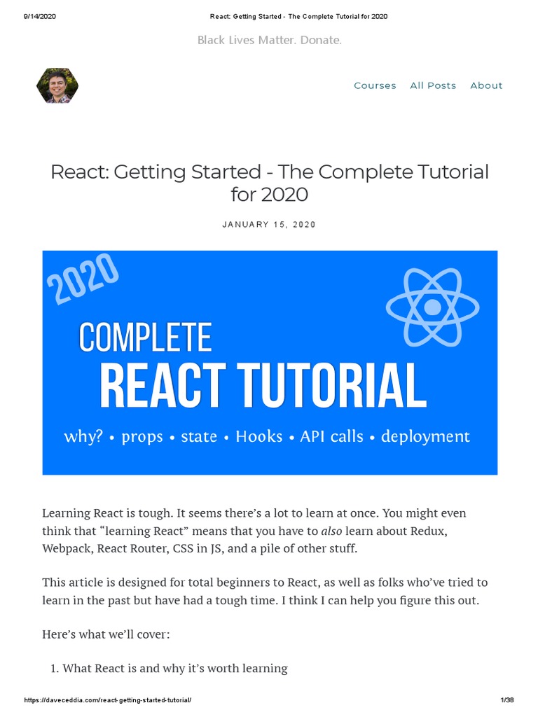 React - Getting Started - The Complete Tutorial For 2020 | PDF ...