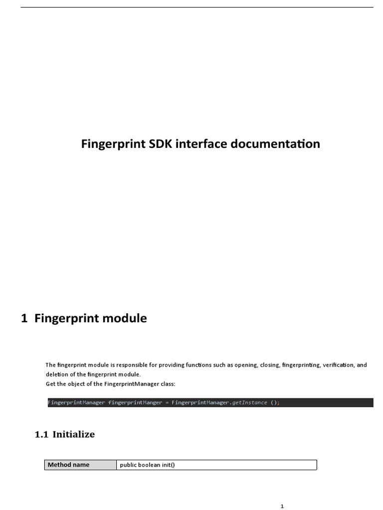Fingerprint SDK Interface Documentation: 1.1 Initialize | PDF | Parameter (Computer Programming ...