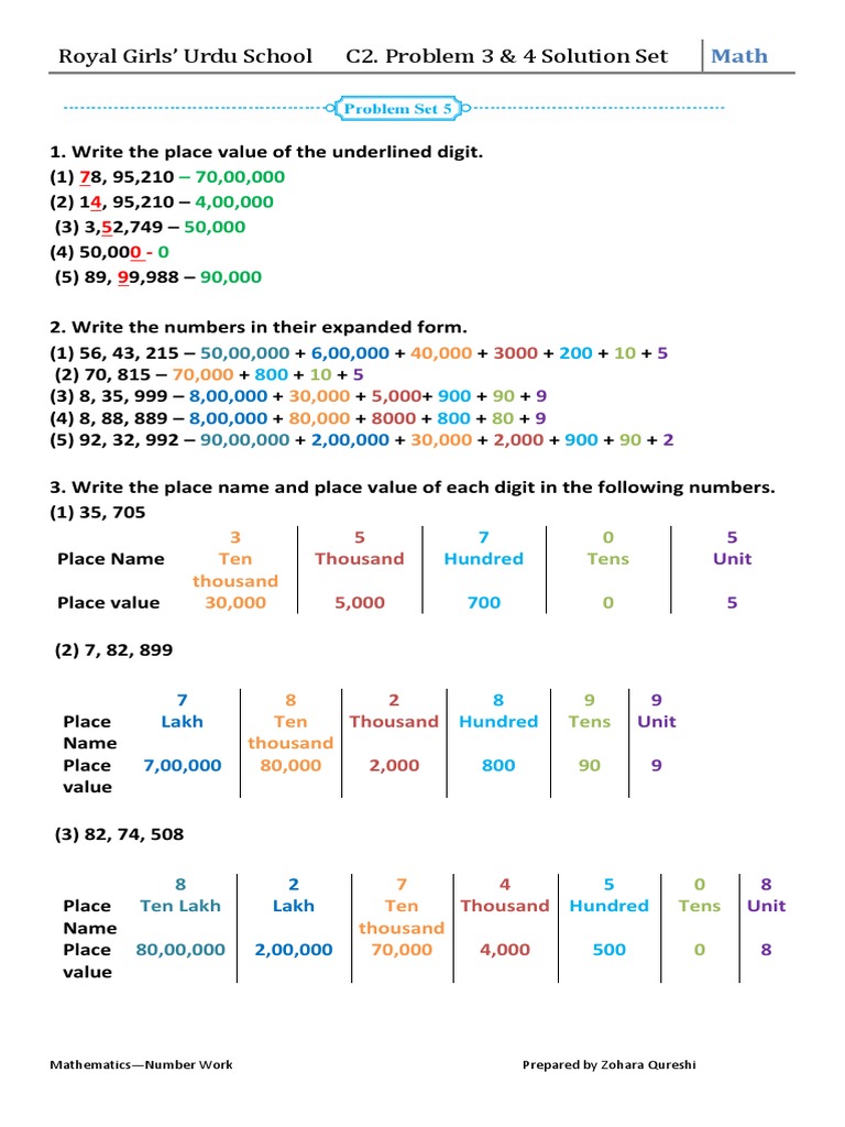 STD 5 Math C2 Number Work Problem Set 5 & 6 Solution Set | PDF ...