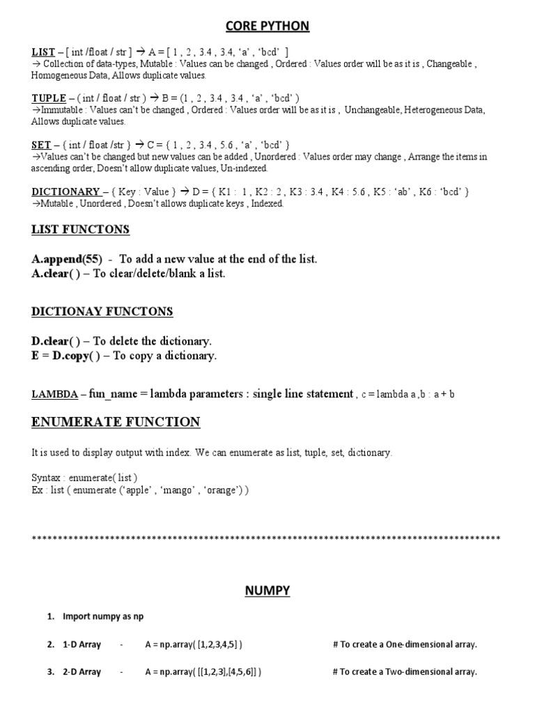 Commands SQL, Python (BASICS) | PDF | Array Data Structure | Table ...