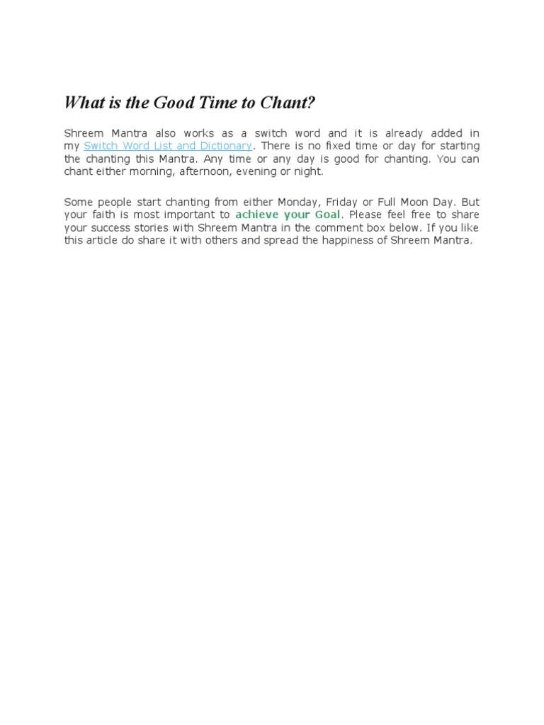 What Is The Good Time To Chant?: Switch Word List and Dictionary | PDF ...