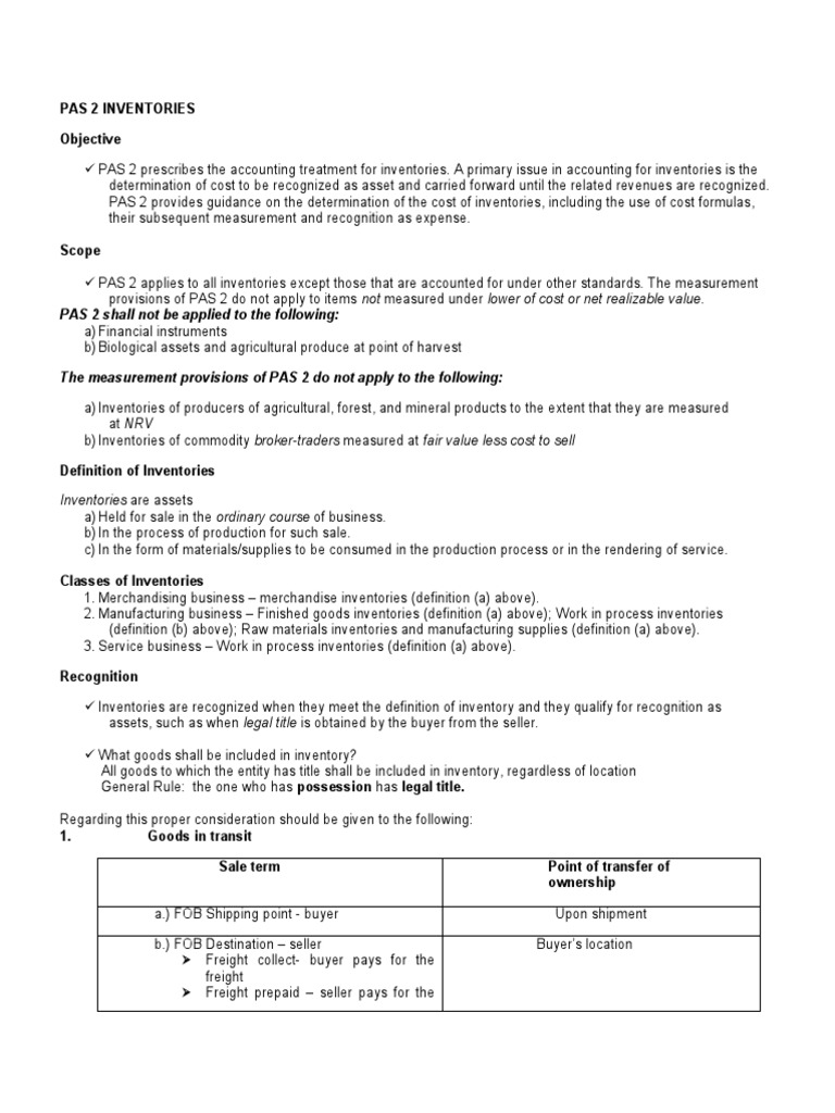 PAS 2 Inventory Accounting Guide | PDF | Cost Of Goods Sold | Inventory