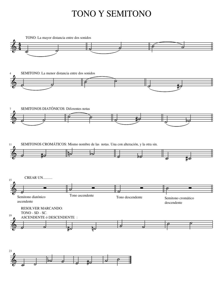 TONO - Y - SEMITONO Ejemplos y Ejercicios | PDF