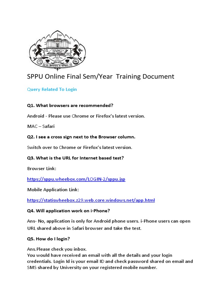Online Exam Training Document - SPPU | PDF | Login | Button (Computing)
