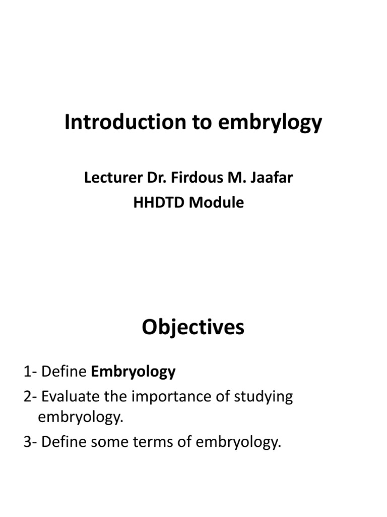 HDTD-E-1 Introduction To Embryology | PDF | Developmental Biology ...