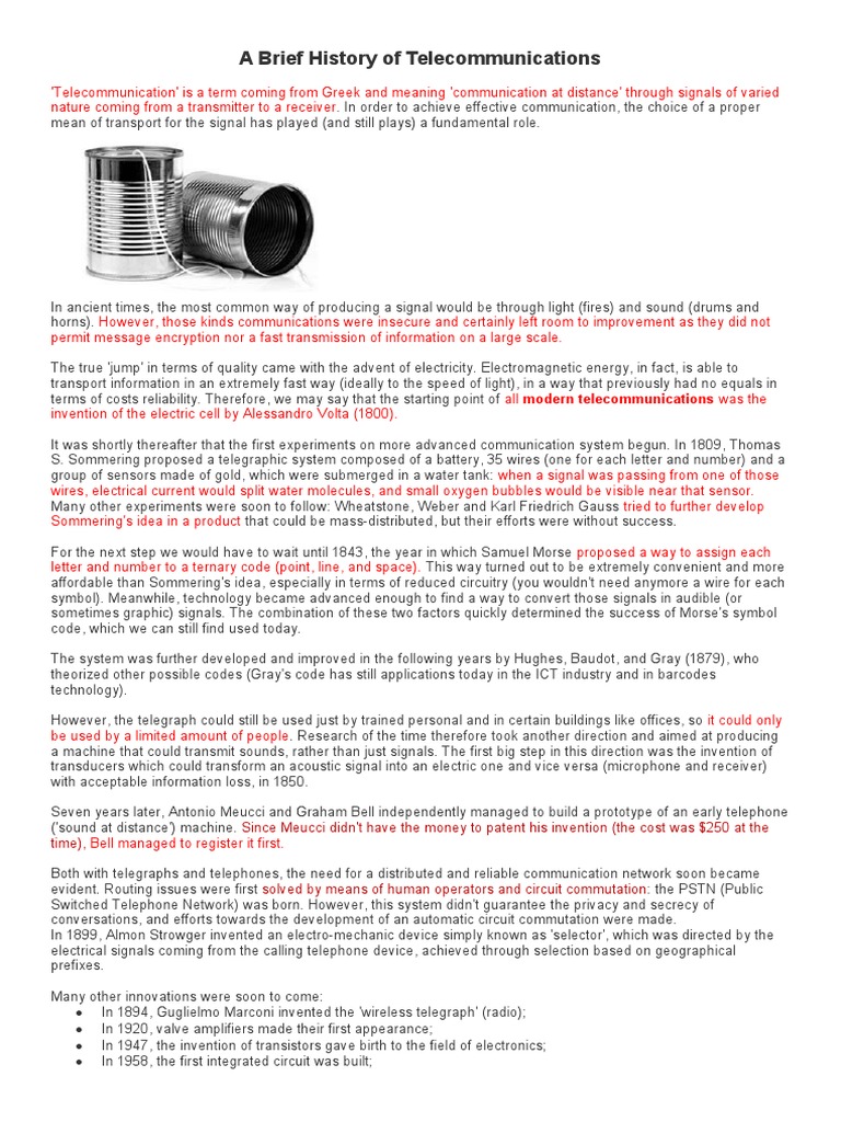 A Brief History of Telecommunications | PDF | Packet Switching ...