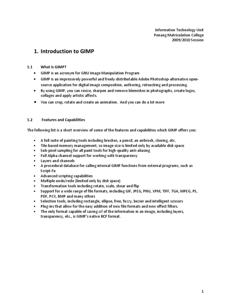 Introduction To GIMP | PDF | Computer Graphics | Graphics