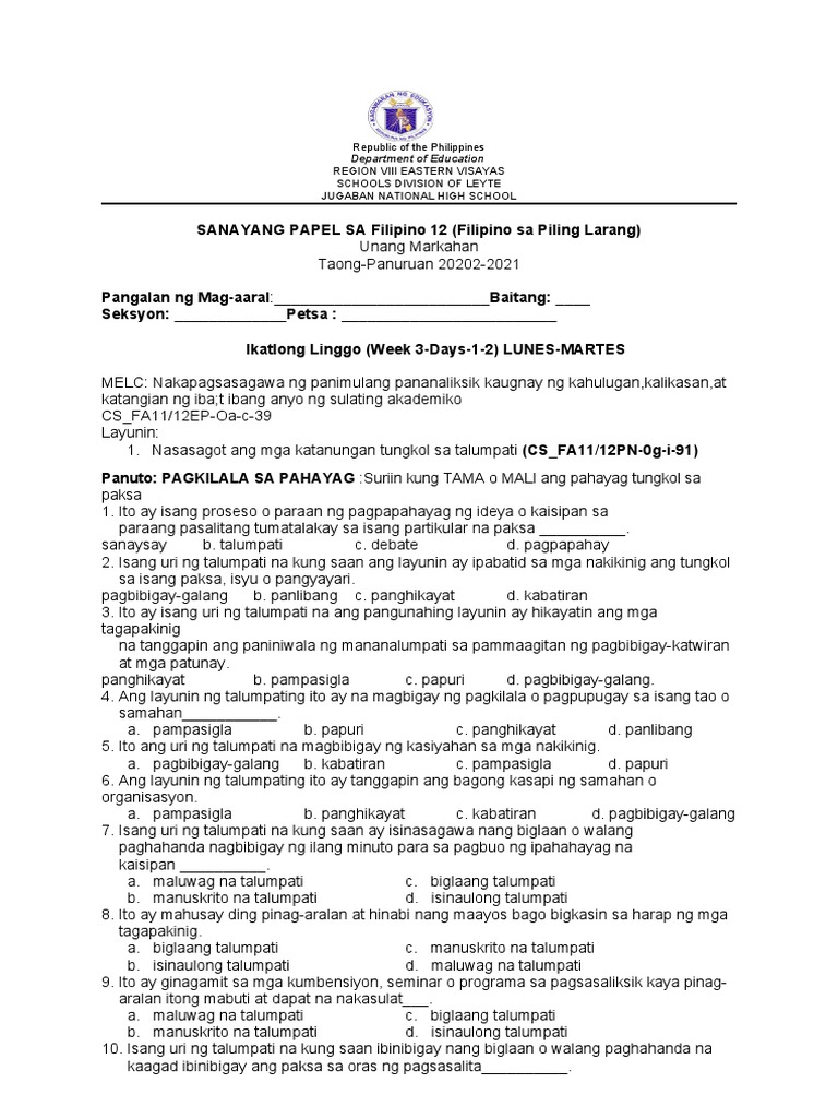 3RD Week Las FSPL Days 1 4 | PDF