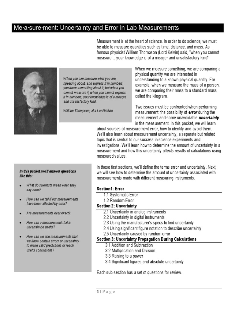 Measurement Uncertainty & Error Guide | PDF | Observational Error | Uncertainty