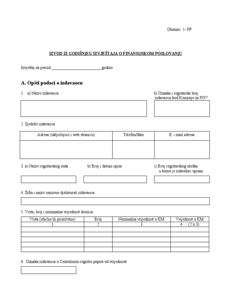 1.obrazac 1 FP | PDF