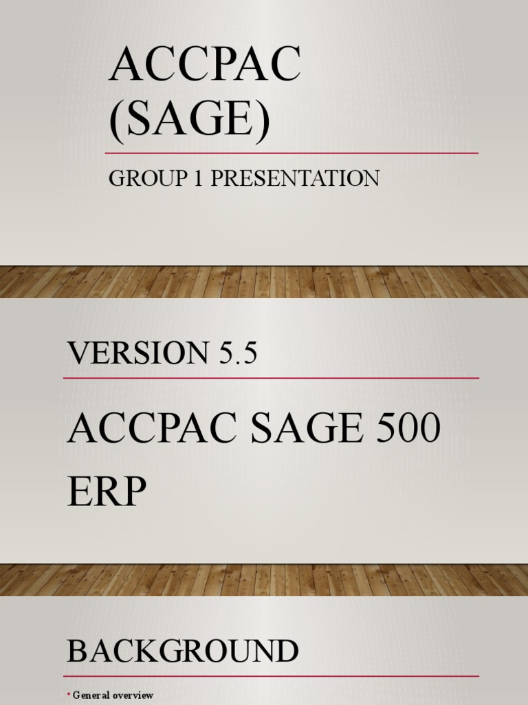 Accpac (SAGE) : Group 1 Presentation | PDF | Accounts Payable ...