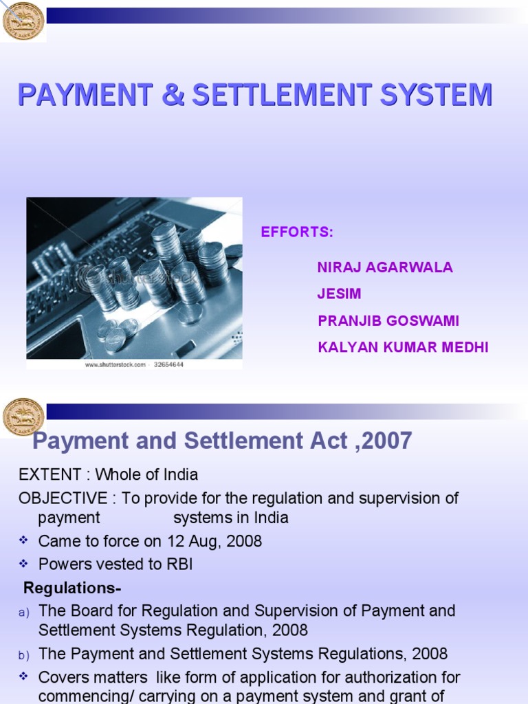 Payment & Settlement System | PDF | Payments | Reserve Bank Of India