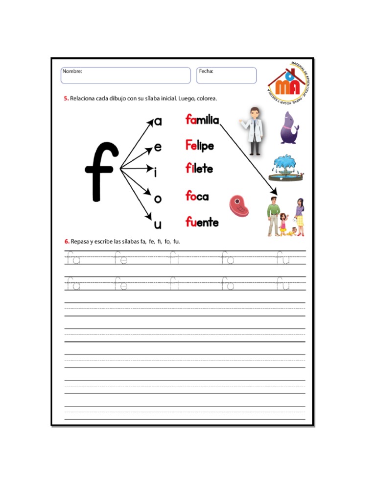 Actividades Con La Consonante F | PDF