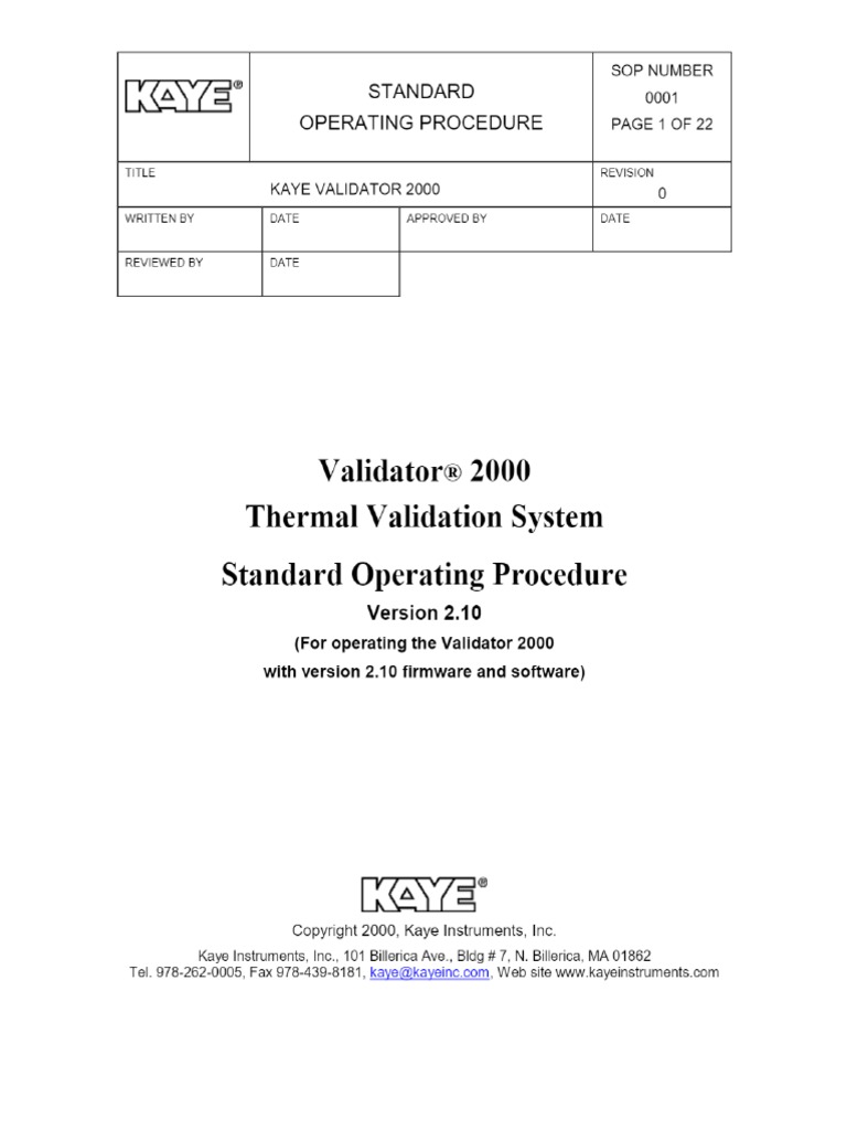 Kaye Validator 2000 User Manual | PDF