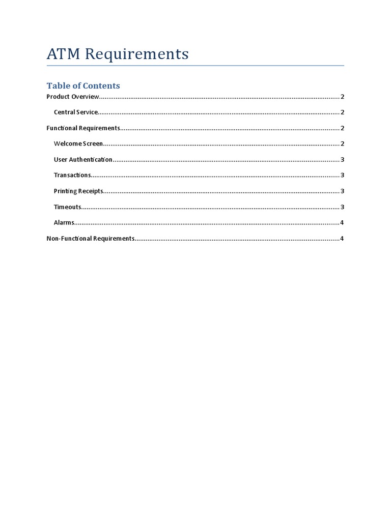 ATM Requirements | PDF | Automated Teller Machine | Personal Identification Number