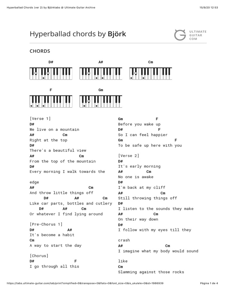 Hyperballad by Björk Piano Partitura | PDF | Song Structure | Song ...
