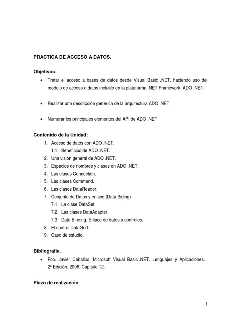 Practica Visual Basic Mysql Pdf Active X Data Objects Net Framework