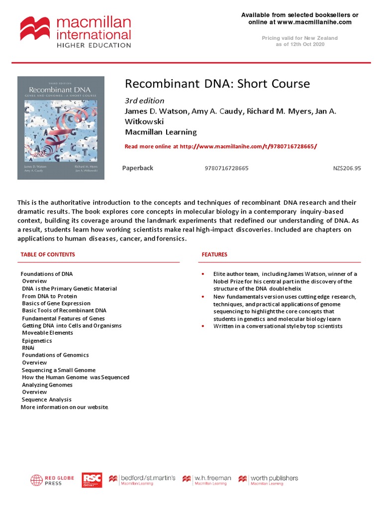 Recombinant DNA: Concepts & Techniques | PDF | Recombinant Dna | Dna