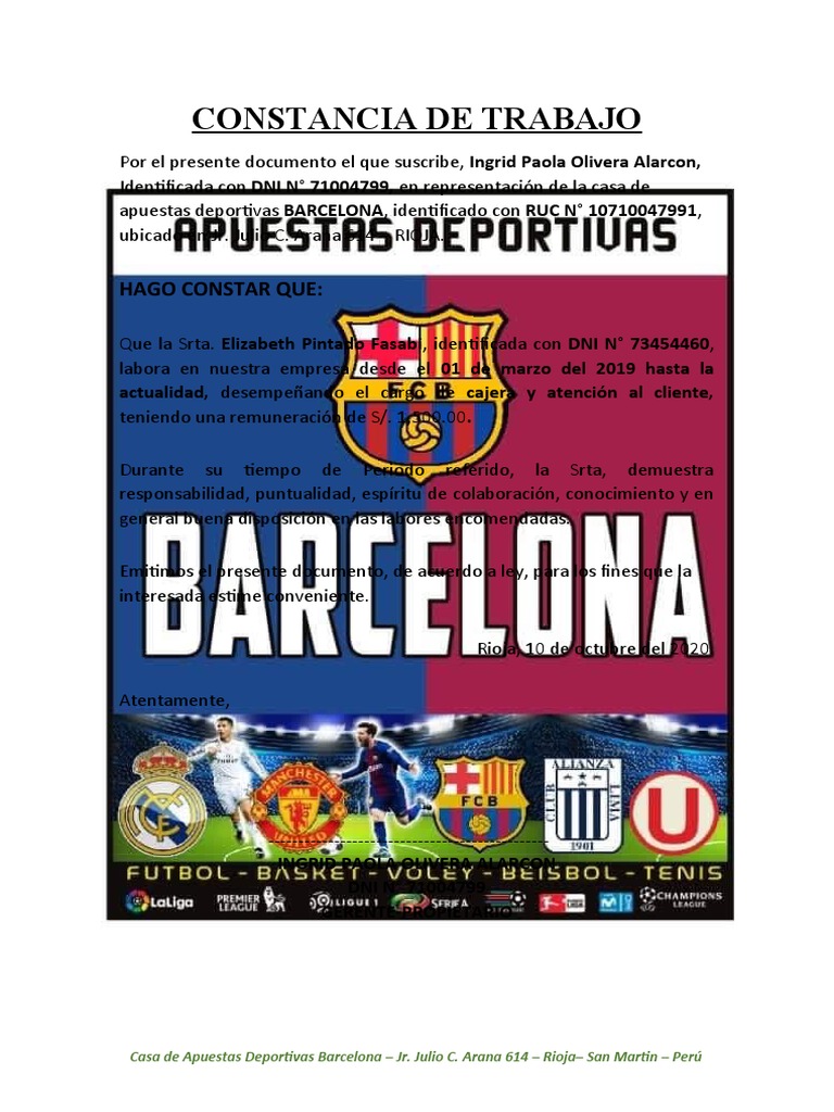 Constancia de Trabajo: Hago Constar Que | PDF