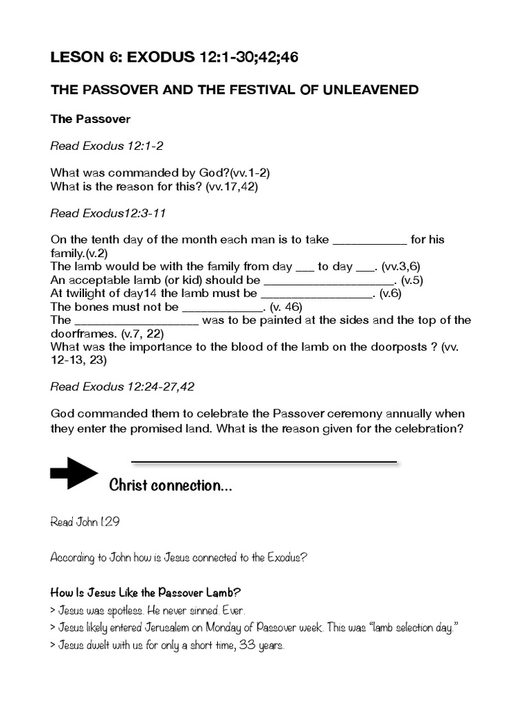 Exodus Lesson 6 | PDF | Passover | Lamb Of God
