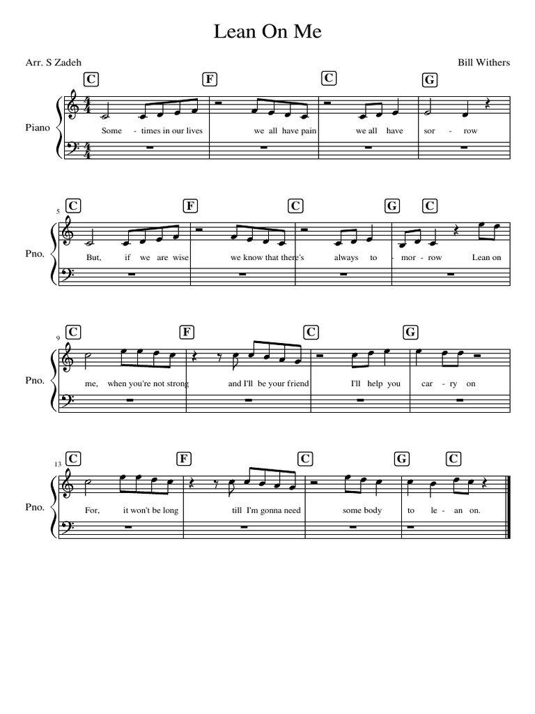 Lean - On - Me - Beginners With Chord Symbols | PDF