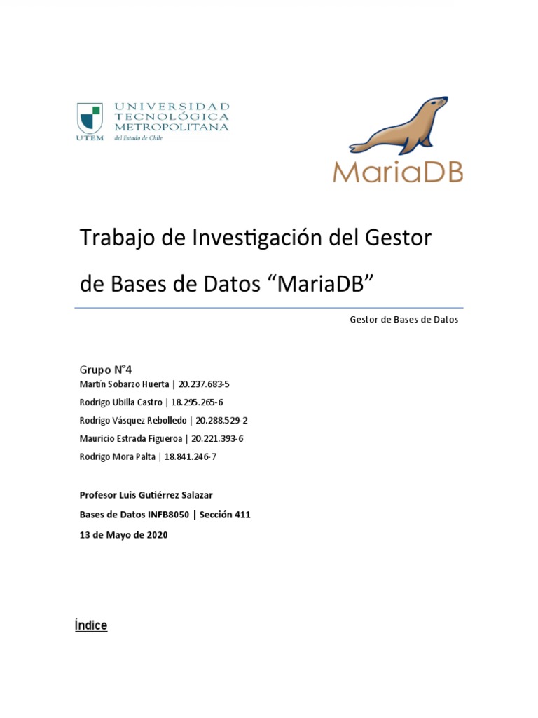 MariaDB Informe | Descargar gratis PDF | Mi sql | Contenido libre