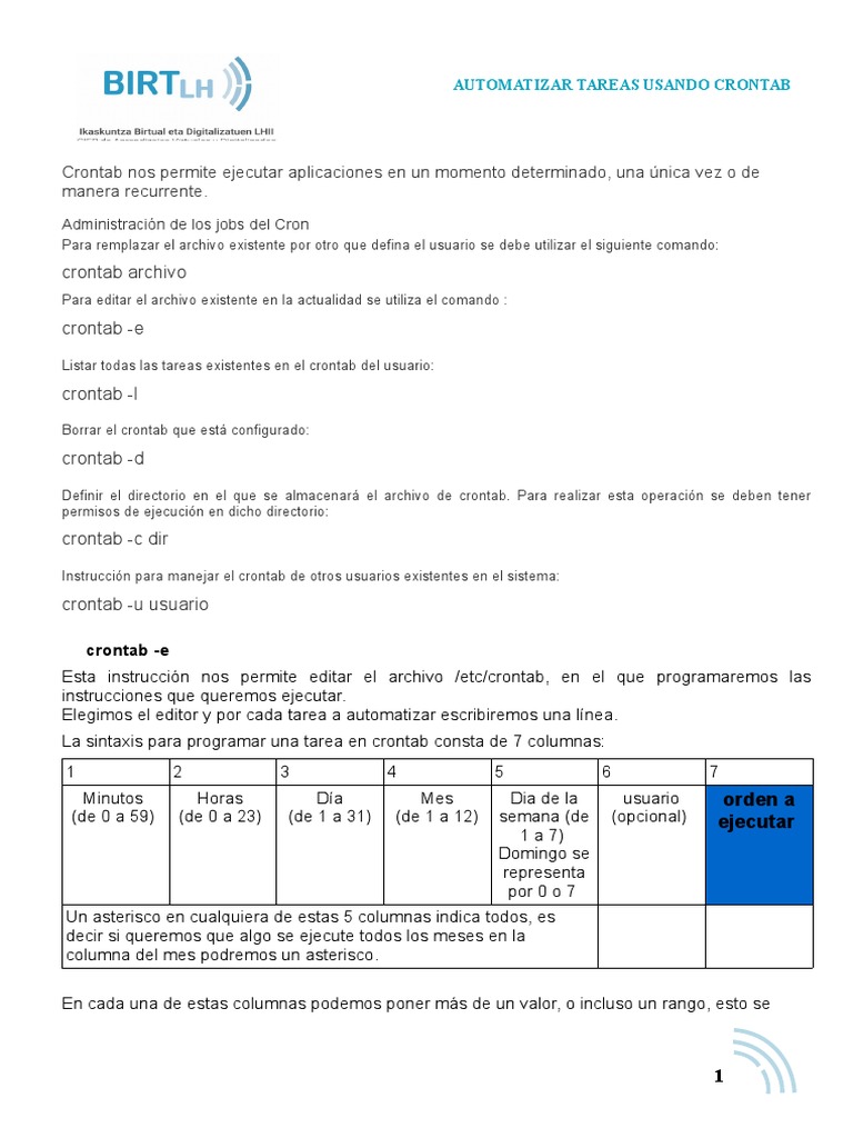 SAD01 - Crontab Automatizar Tareas | PDF | Ingeniería de software | Arquitectura de Computadores