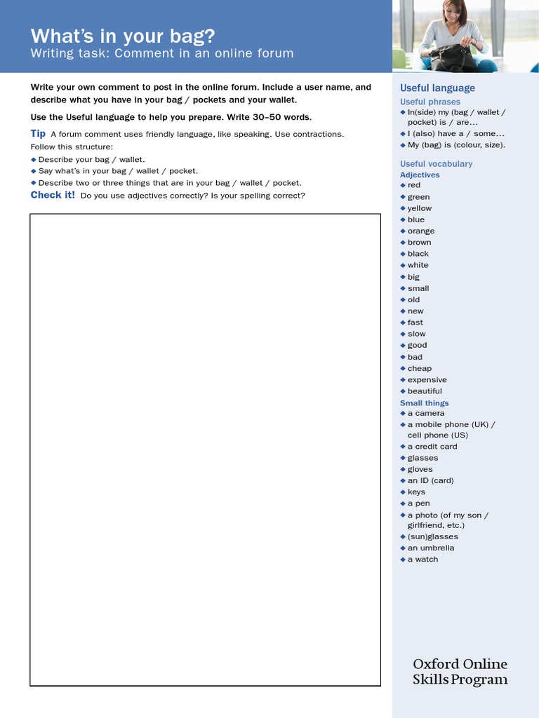 OOSP A1 WhatsInYourBag Yourname PDF | PDF | Languages