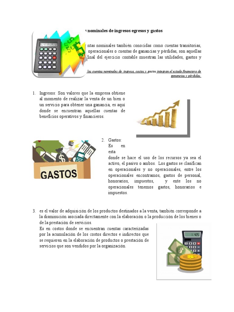 Cuentas Nominales de Ingresos Egresos y Gastos | PDF