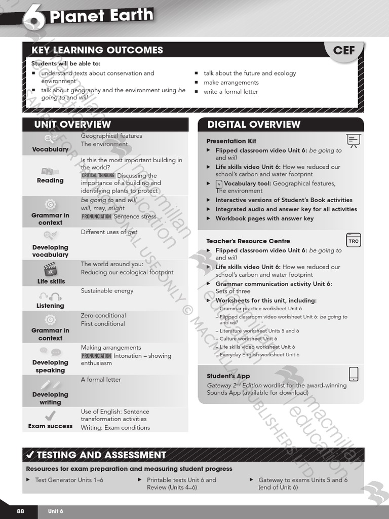 Gateway 2nd Edition B1 Teachers Book Unit 6 PDF | Download Free PDF ...