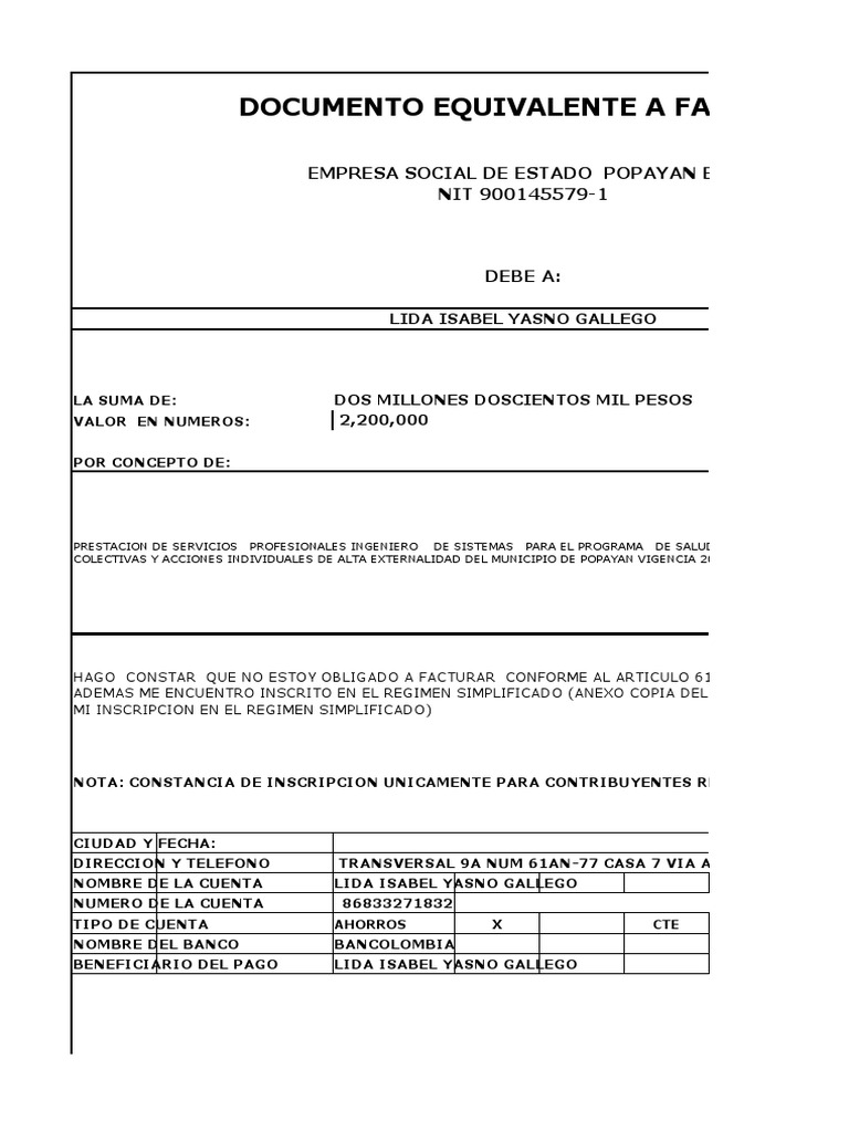 Documentos Entrega 1 Corte-Lida Isabel Yasno Gallego | PDF | Póliza de seguros | Factura