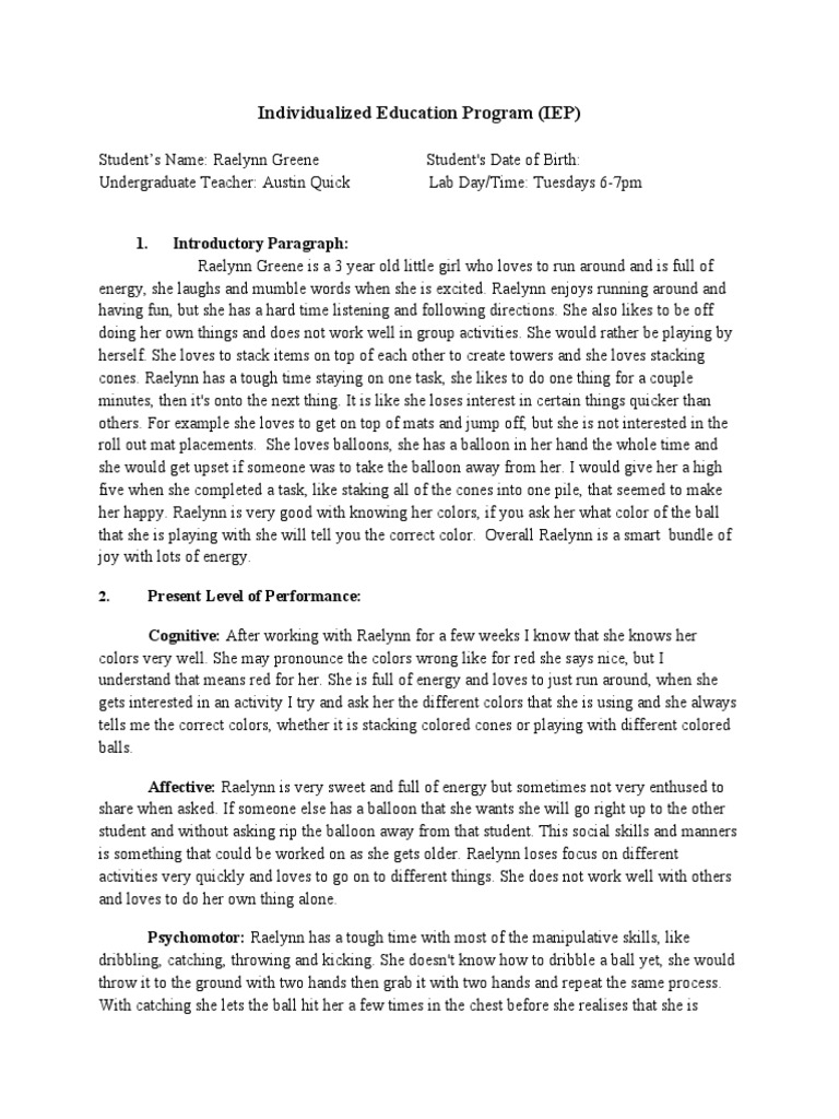 Individualized Education Program (IEP) | PDF | Cognition | Behavior Modification