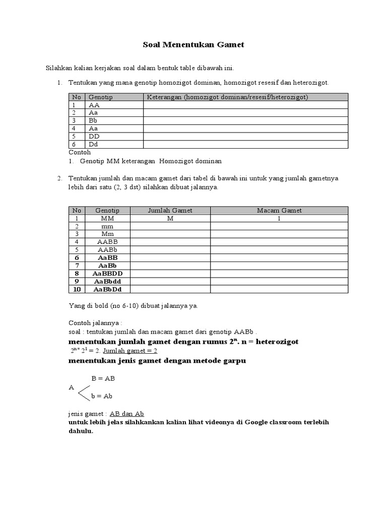 Soal Menentukan Gamet | PDF