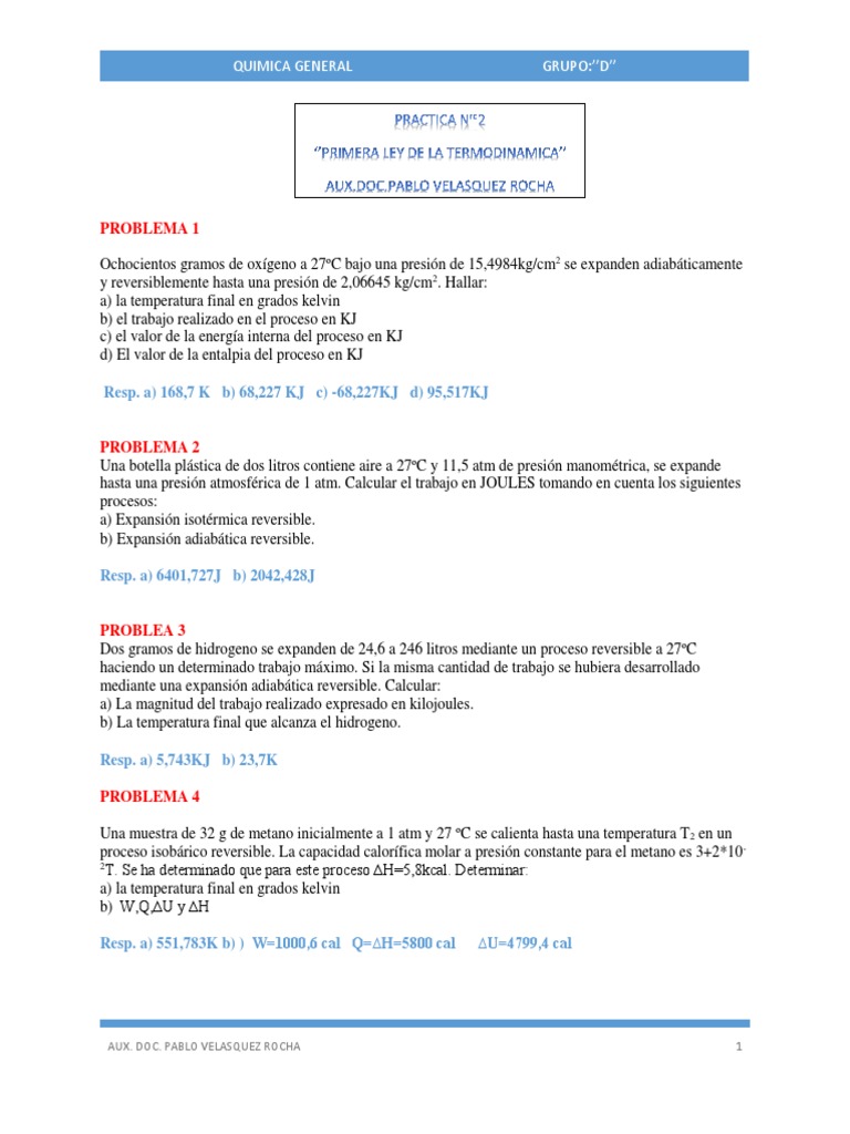 Quimica 100 TPP2 | PDF | Entalpía | Gases