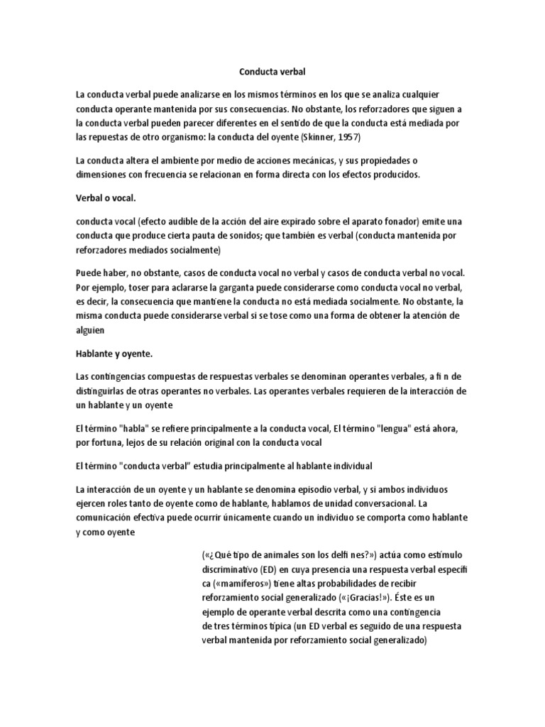 Conducta Verbal | PDF | Comportamiento | Verbo