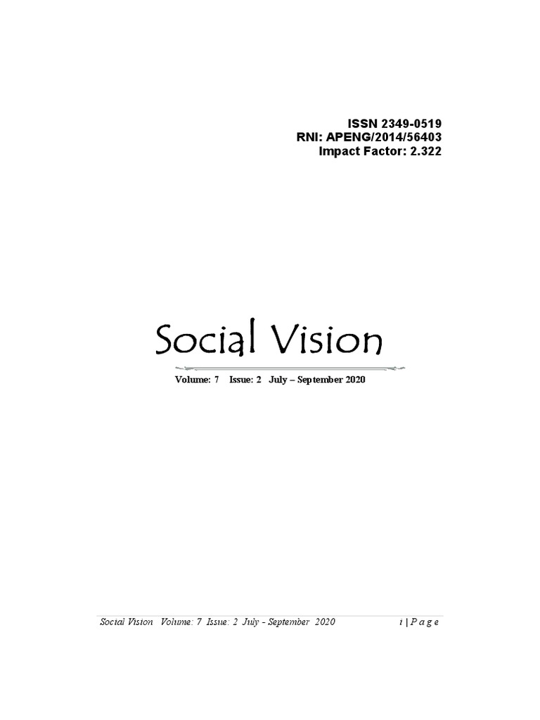Social Vision July - September 2020 | PDF | Study Skills | Human Migration