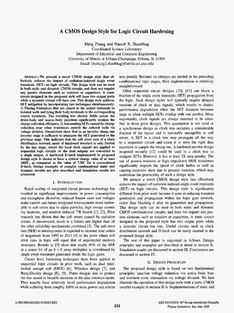 Cmos Style: A Design For Logic Circuit Hardening | PDF | Logic Gate | Cmos