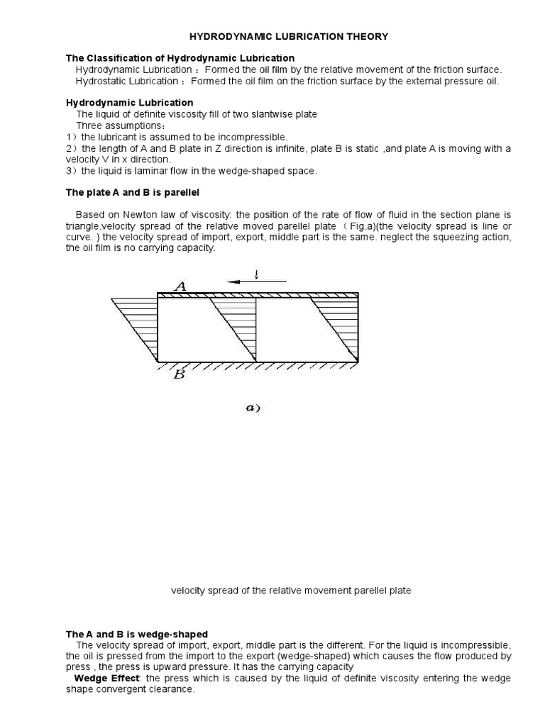 Hydrodynamic Lubrication Theory | PDF | Lubricant | Fluid Dynamics