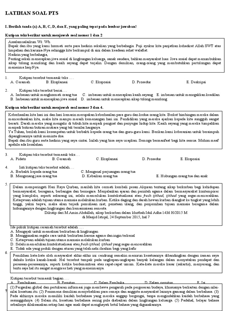 Latihan Soal PTS Xi | PDF