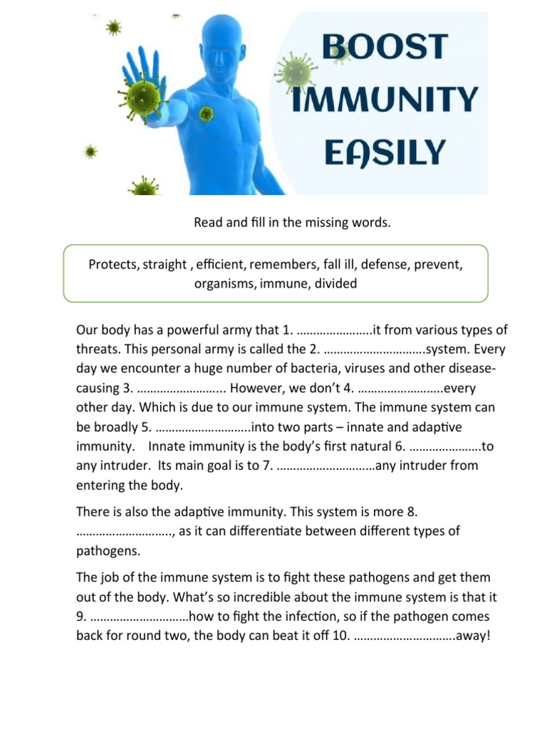 The Immune System Reading and Listening Comprehens Fun Activities Games ...