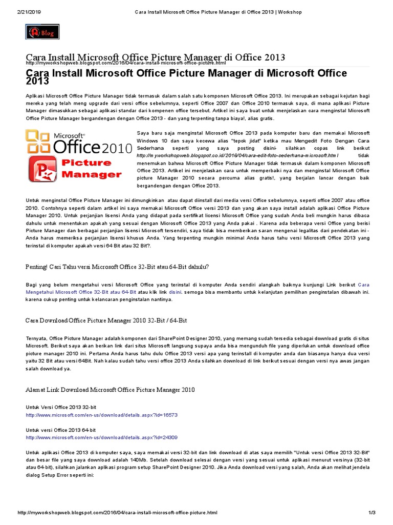 Cara Instal Picture Manager di Office 2013 | PDF