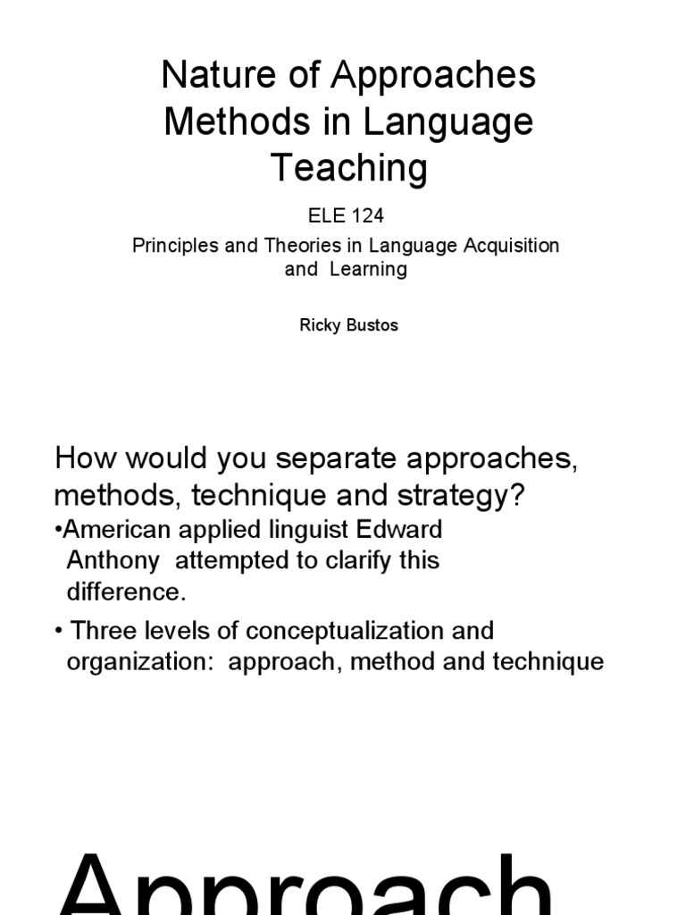 ELE 124 Approaches, Methods and Techniques in Language Teaching | PDF ...