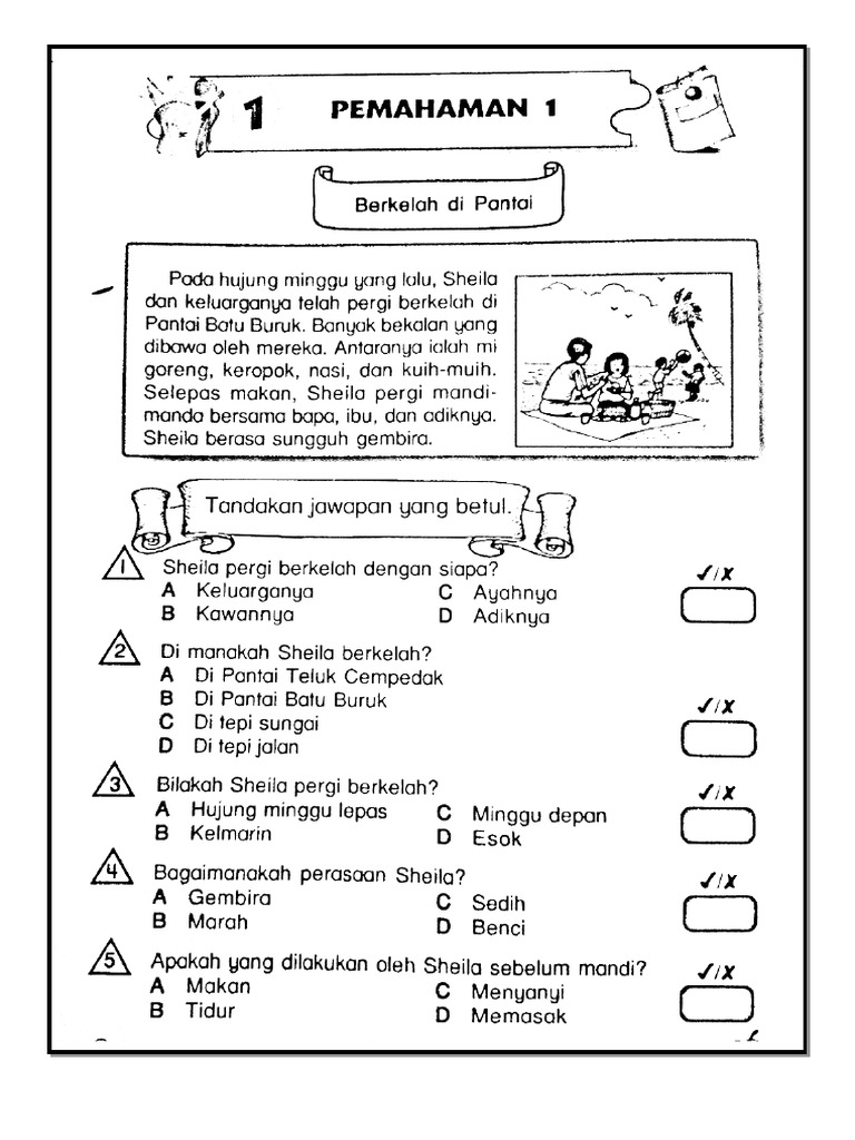 Bacaan Dan Pemahaman Tahun 1 | PDF